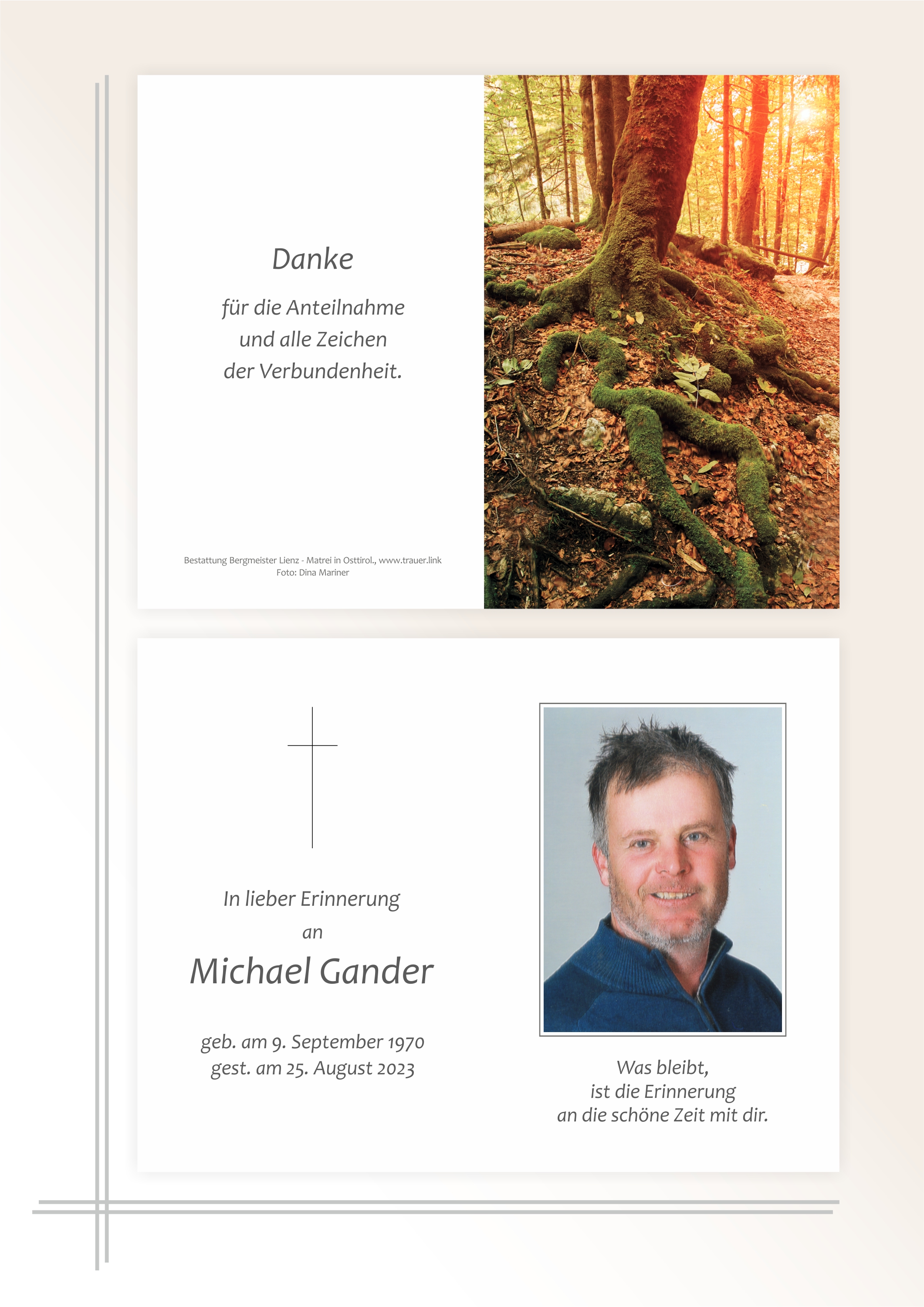 Andenkbild Michael Gander – Trauer.Link