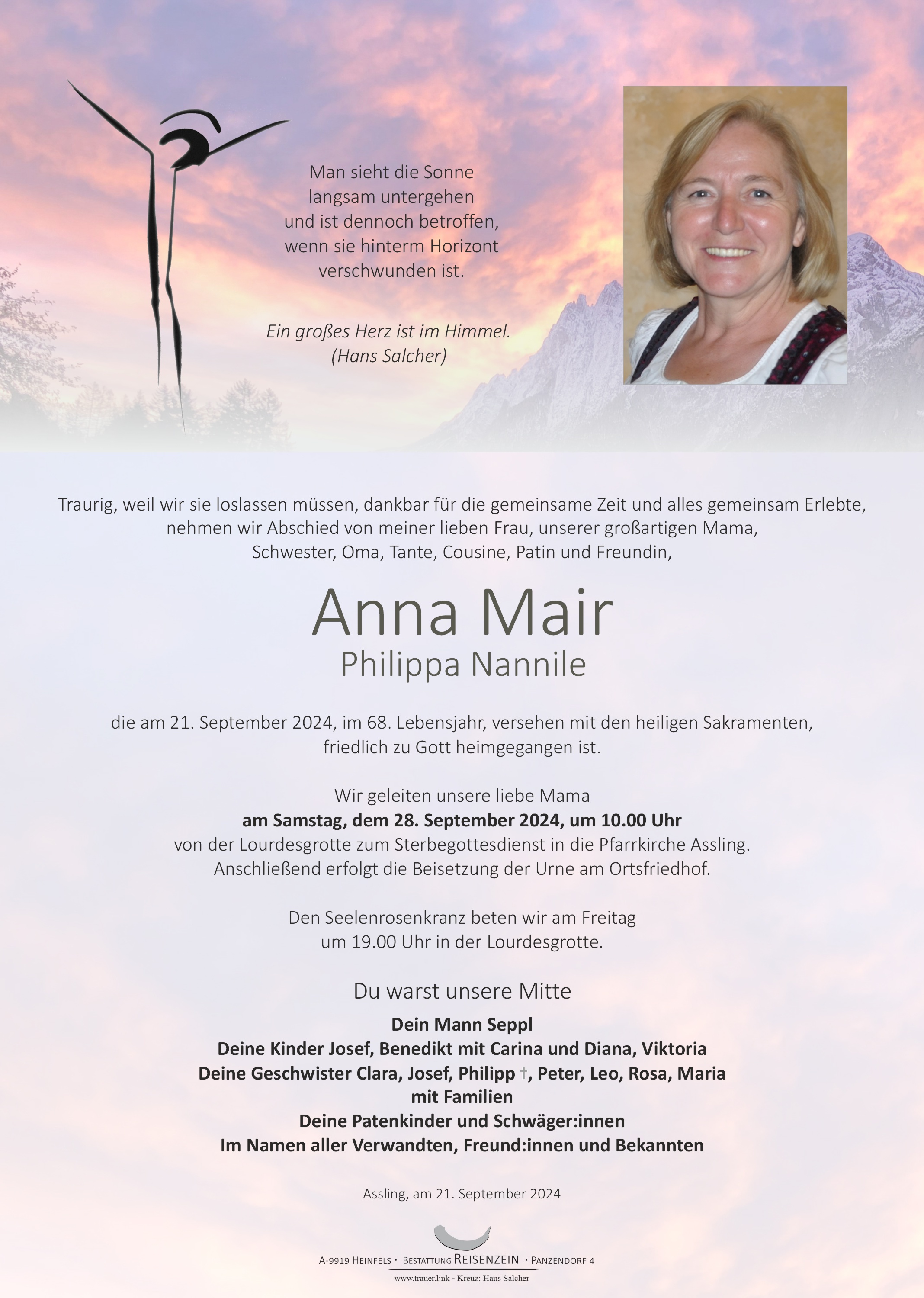 Todesanzeige Anna Mair – Trauer.Link
