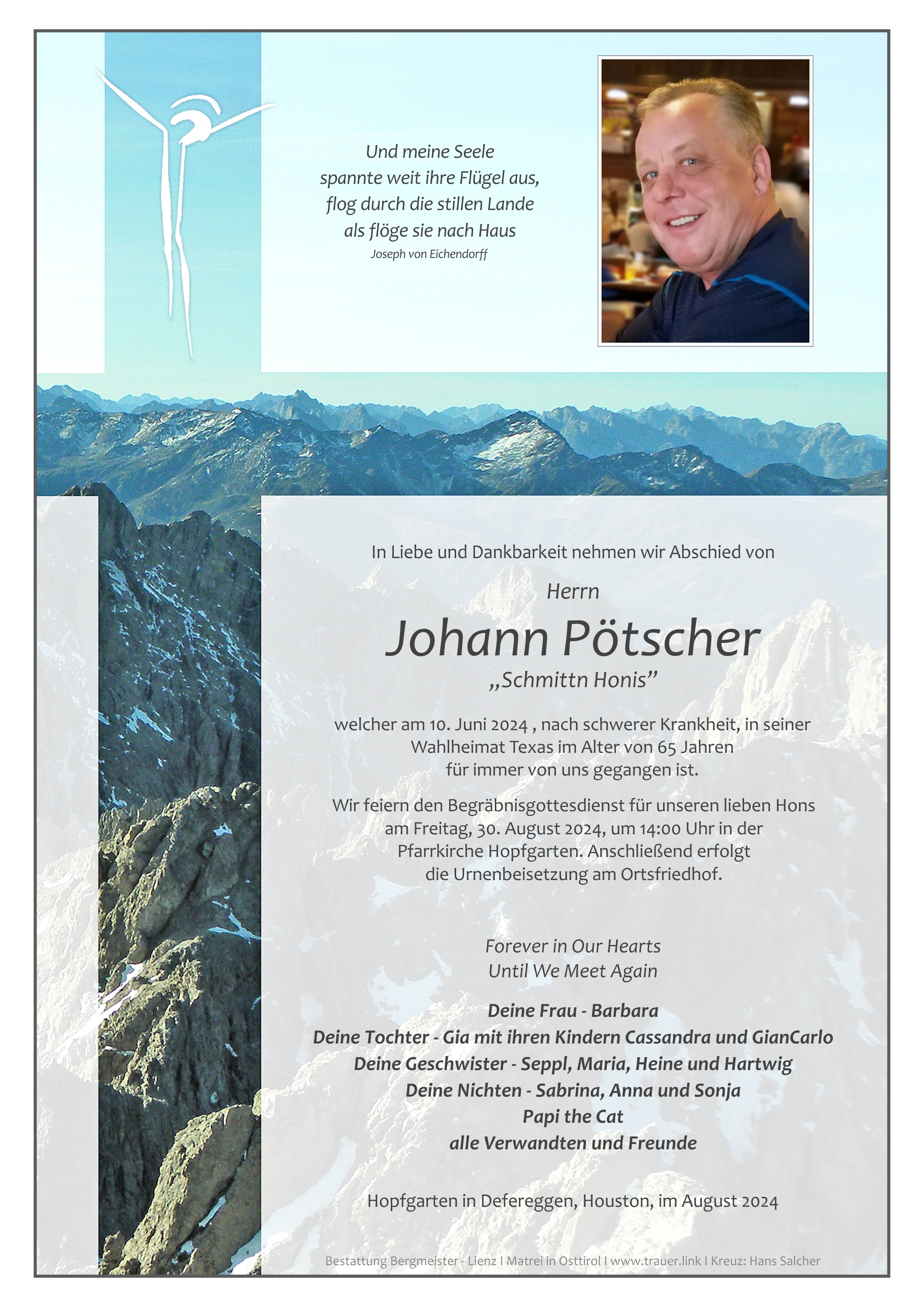 Todesanzeige Johann Pötscher – Trauer.Link